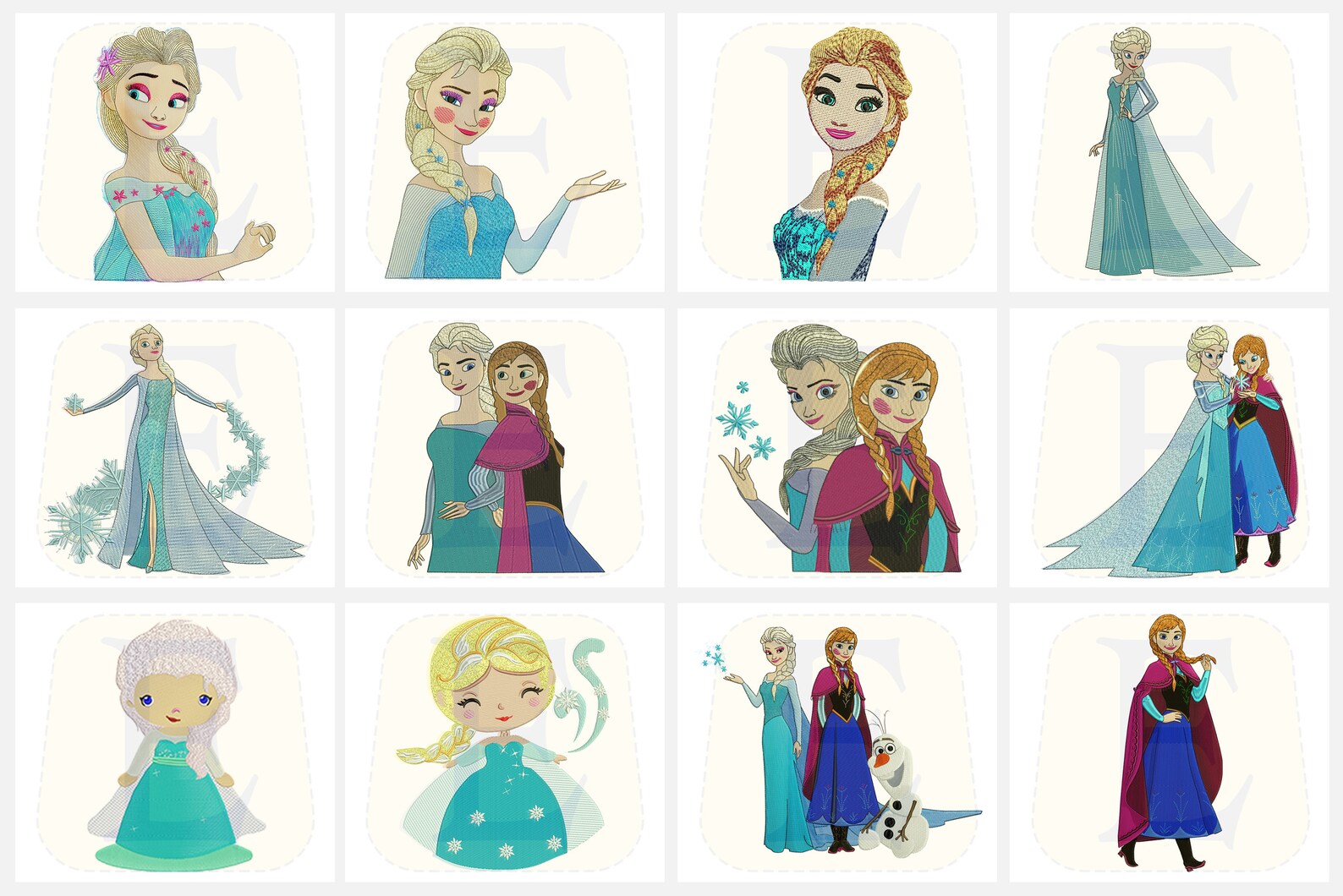 30 Frozen Machine Embroidery Designs Bundle 4 Sizes - Etsy