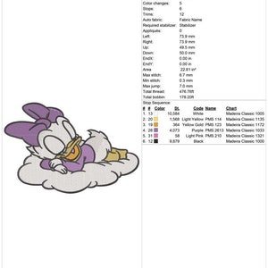 Sleeping Baby Daisy Duck Embroidery Design Looney Tune - Etsy