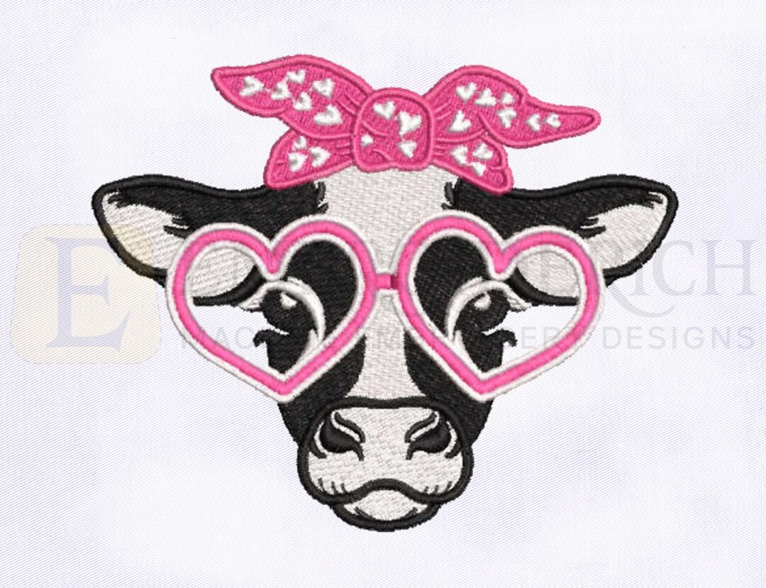 Cow Head With Bandana Machine Embroidery Design | Cow Head Embroidery ...