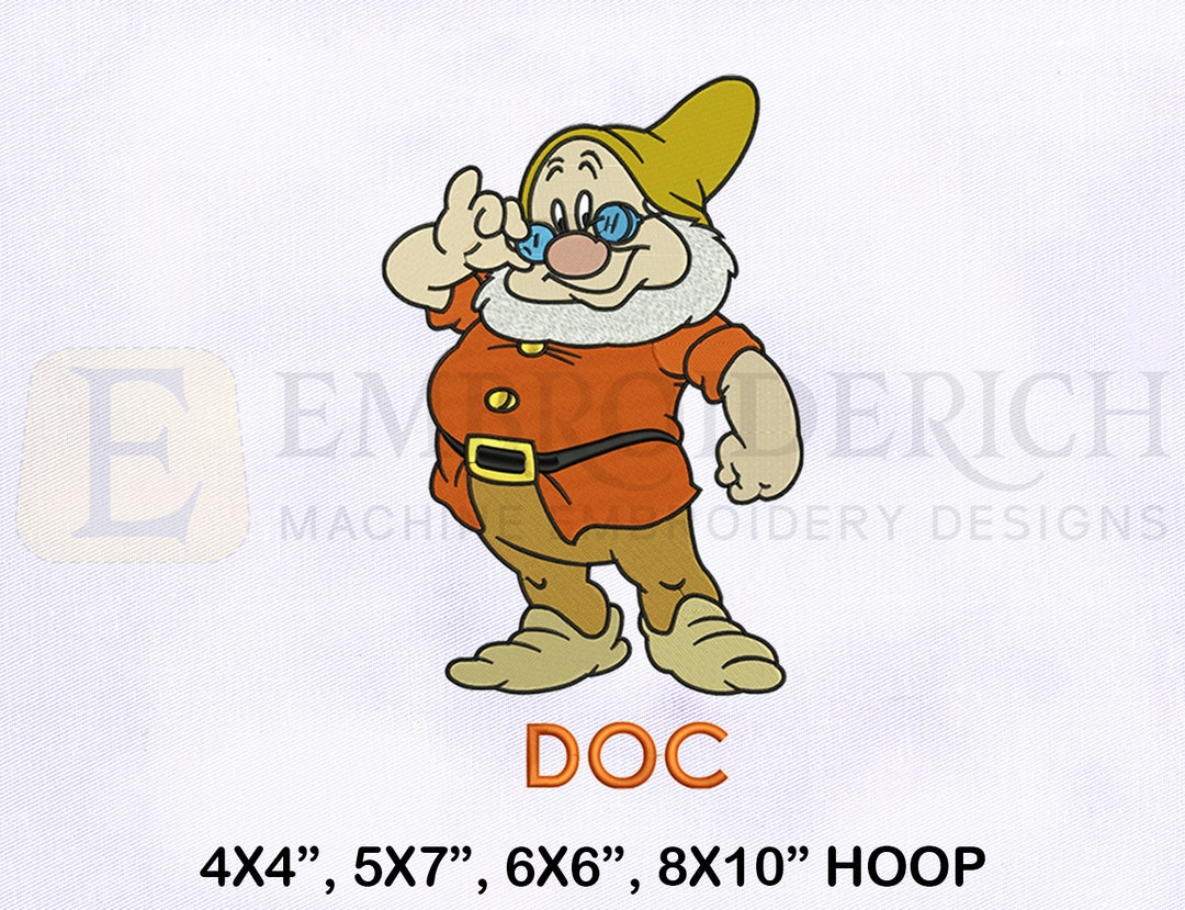 Dwarf Doc Machine Embroidery Design, Doc Embroidery Designs, Snow White ...