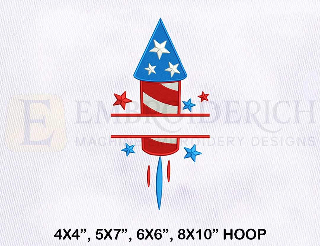 Firecracker Monogram Embroidery Design, 4th of July Embroidery Design ...