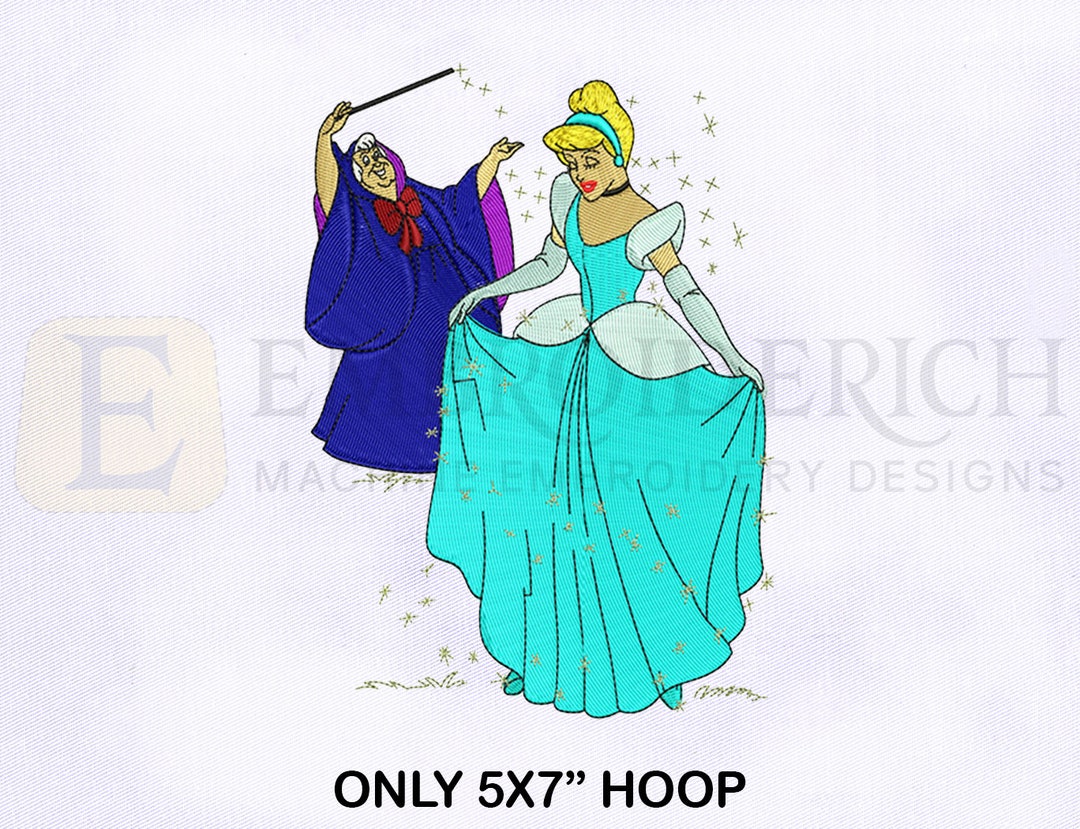 Cinderella and Fairy Godmother Machine Embroidery Design, Cinderella ...