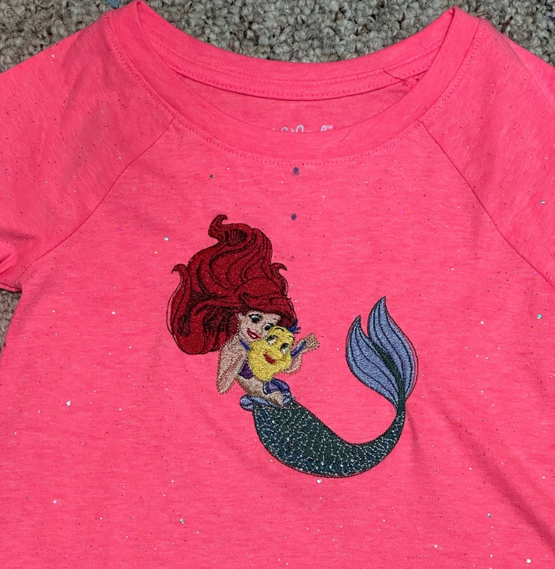 Ariel With Flounder Machine Embroidery Design Ariel - Etsy