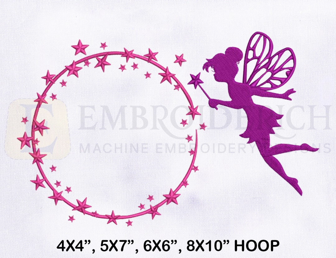 Fairy Making Circle Frame Embroidery Design, Fairy Frame Embroidery ...