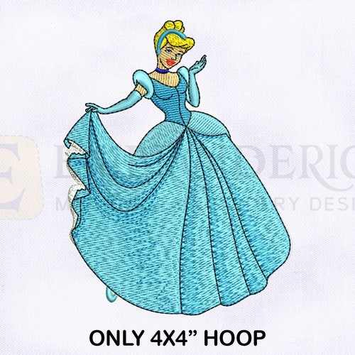 Princess Cinderella Embroidery Design 4x4 Hoop Disney - Etsy