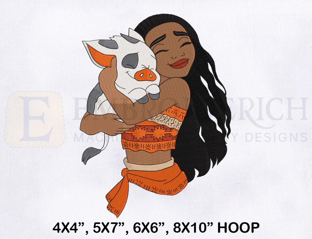 Moana Holding Pua Machine Embroidery Design, Pua Embroidery Designs ...