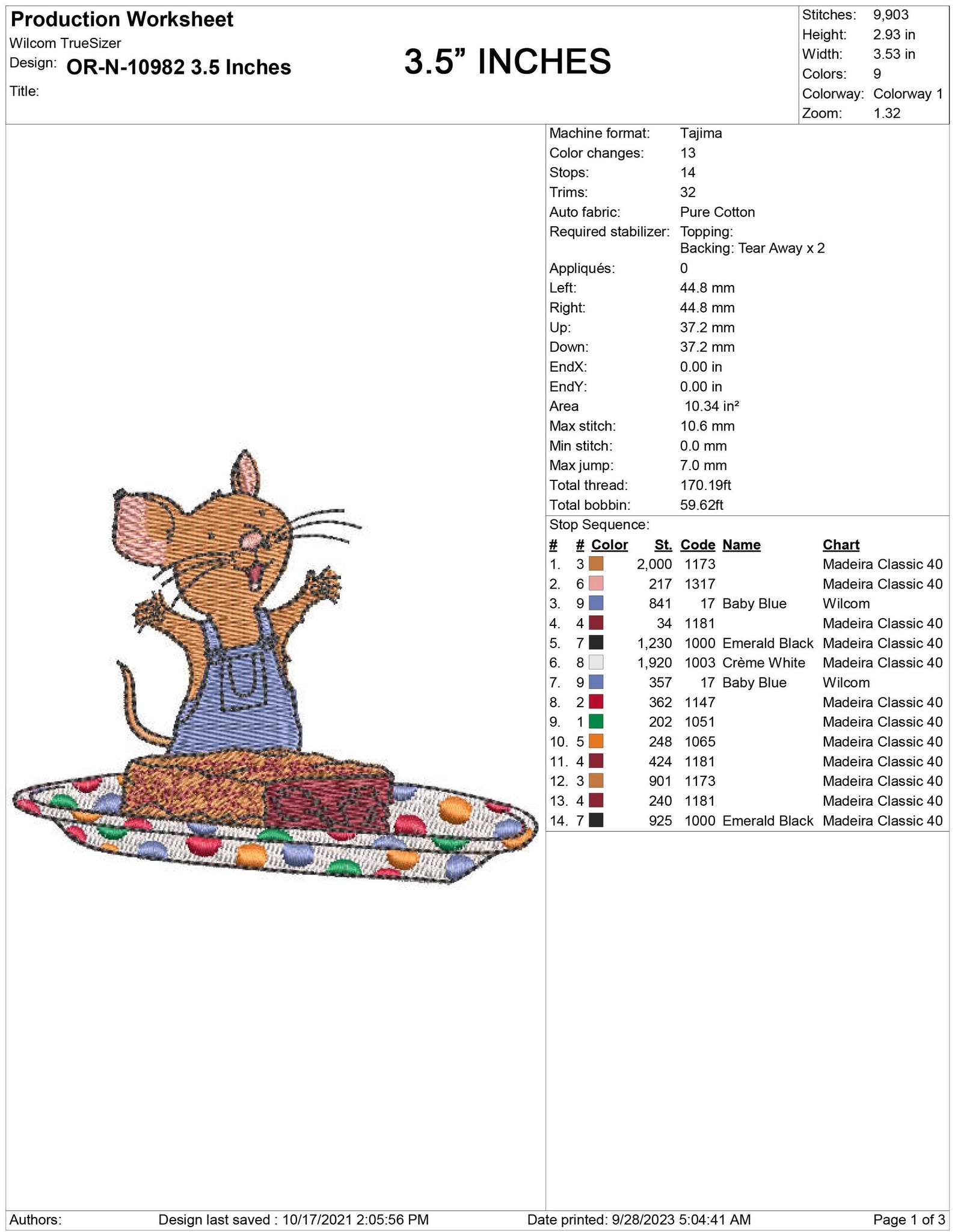 Mouse Eating Cake Machine Embroidery Design | 3.5” Inches Embroidery ...