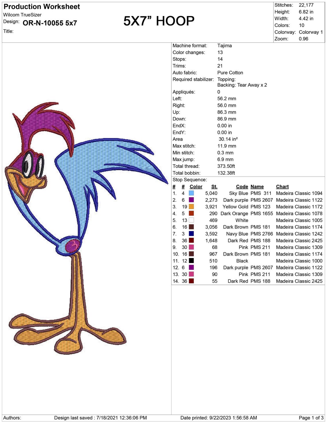 Fast and Quirky Roadrunner Embroidery Design, Roadrunner Embroidery ...