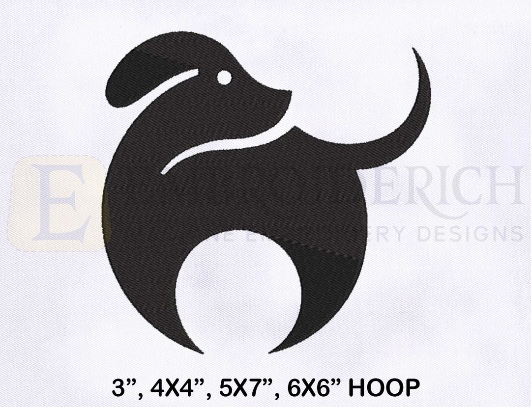 Silhouette Dog Logo Machine Embroidery Design | 4 Sizes EMB Designs ...