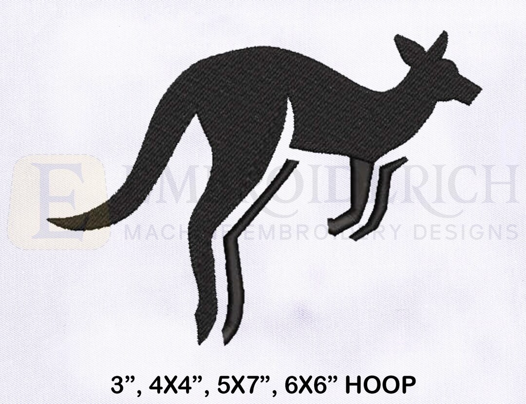 Kangaroo Logo Machine Embroidery Design | 4 Sizes EMB Designs ...