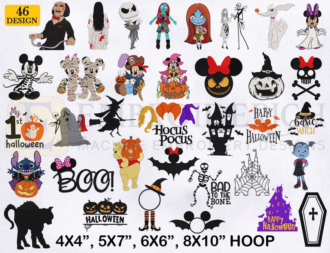 Halloween Machine Embroidery Designs Bundle, 4 Sizes EMB Designs ...