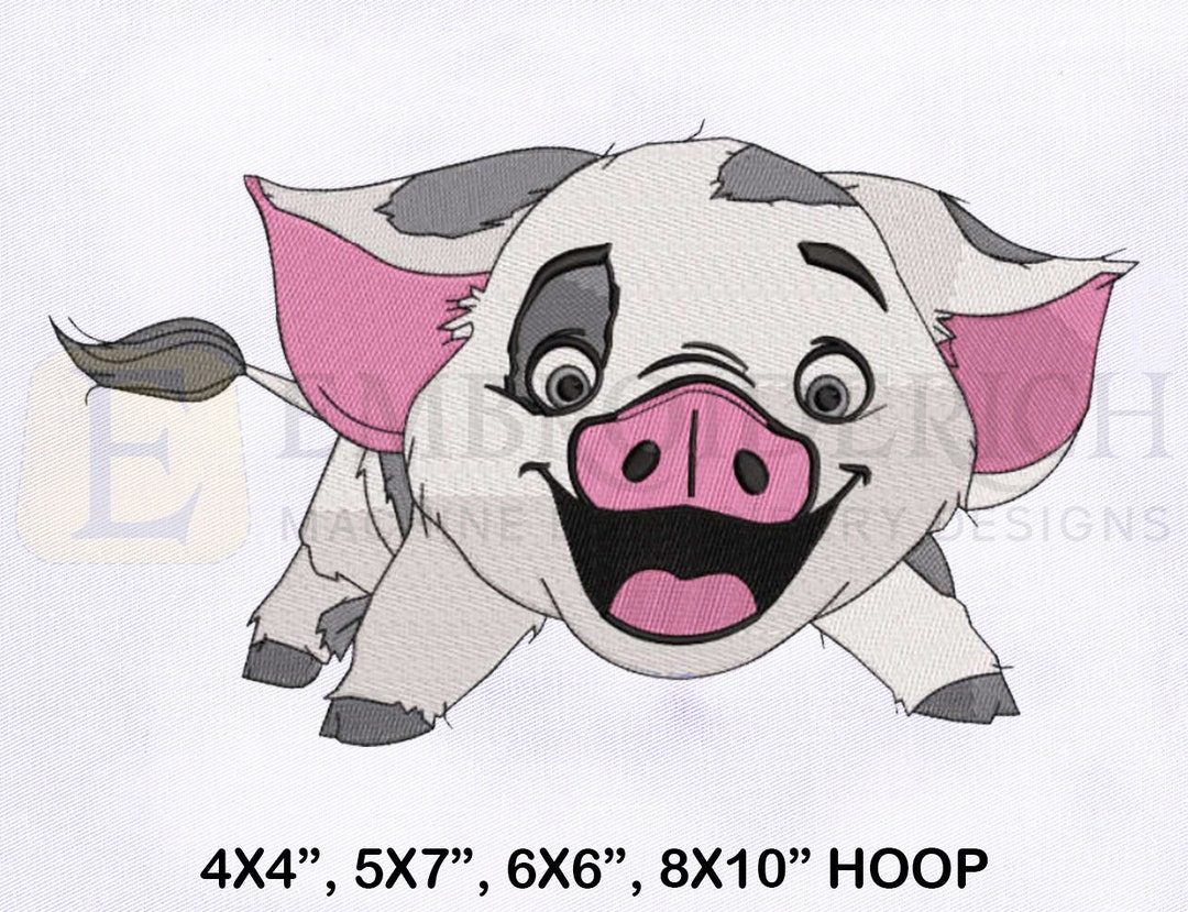 Cute Moana Pua Machine Embroidery Design, Cute Pua Embroidery Designs ...
