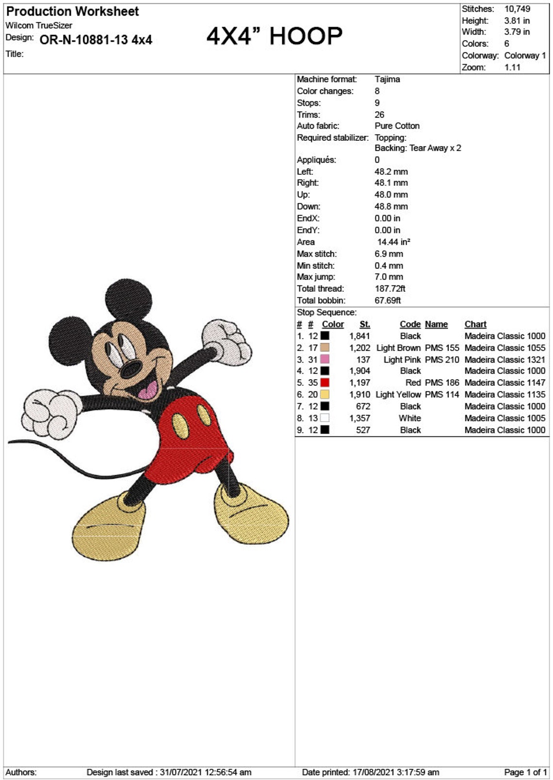 Open Arms Mickey Mouse Embroidery Design, Mickey Mouse Machine ...