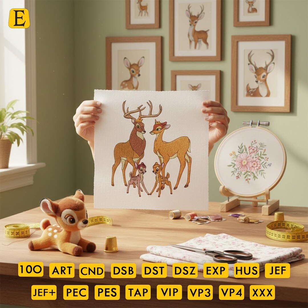 Bambi Family Machine Embroidery Design, Embroidery Design, Bambi ...