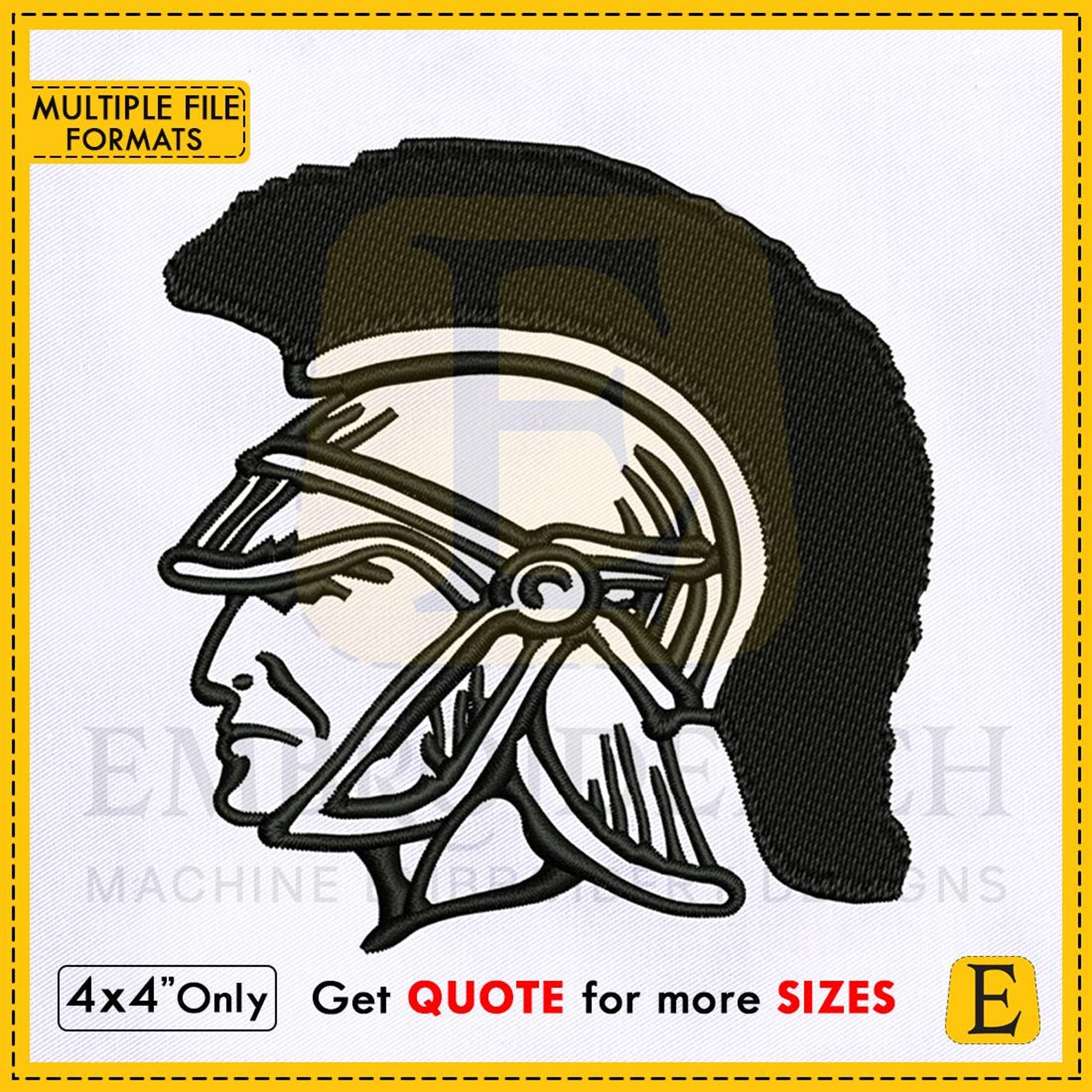 Trojan Head Machine Embroidery Design | 4x4 Hoop Embroidery Design ...