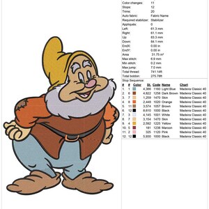 Snow White Happy Dwarf Embroidery Design, Happy Embroidery Design ...