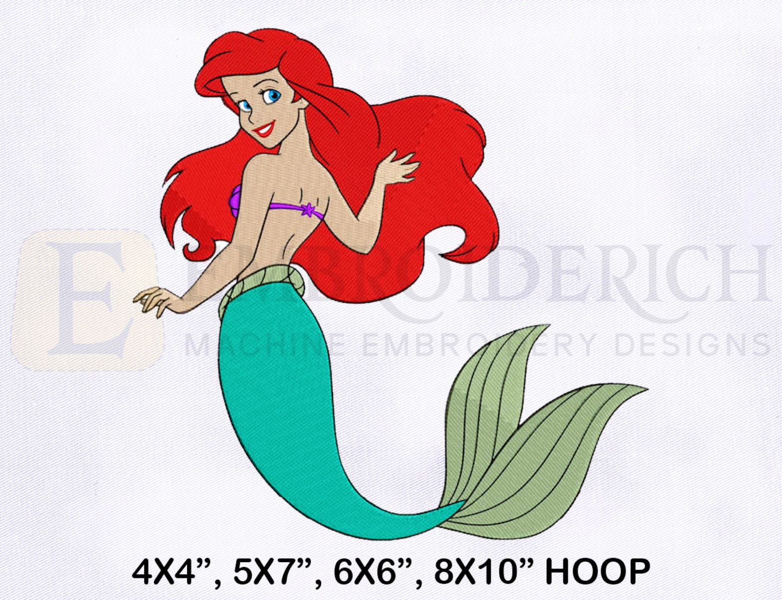 Ariel Mermaid Machine Embroidery Design Ariel Embroidery - Etsy
