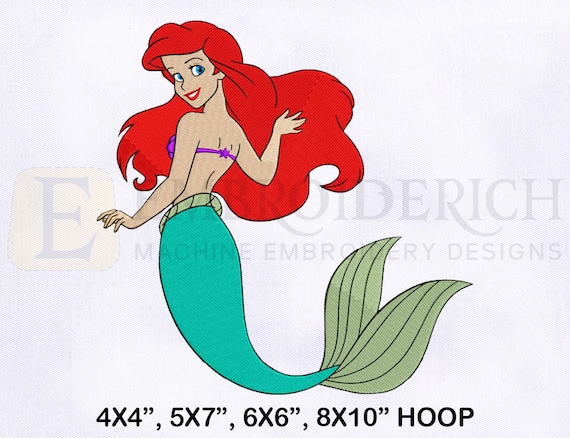 Ariel Mermaid Machine Embroidery Design Ariel Embroidery - Etsy
