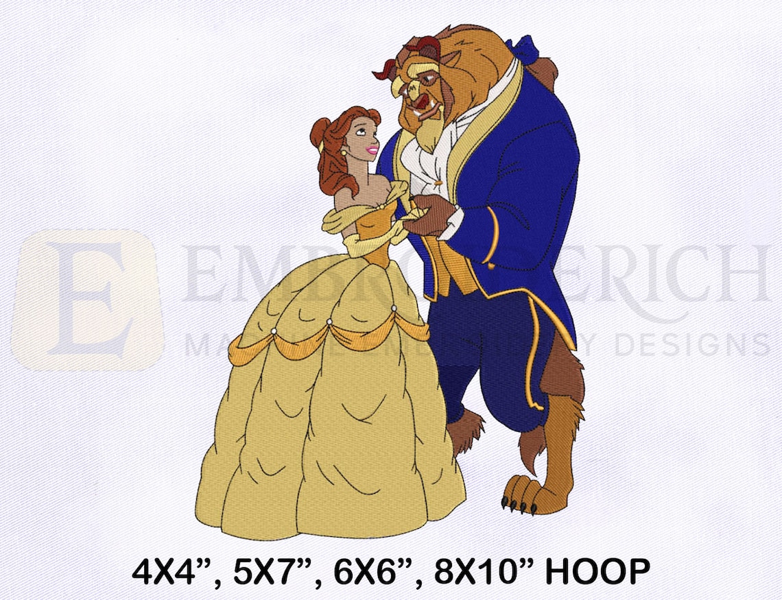 Beauty and the Beast Embroidery Designs Bundle, 4 Sizes EMB Designs ...