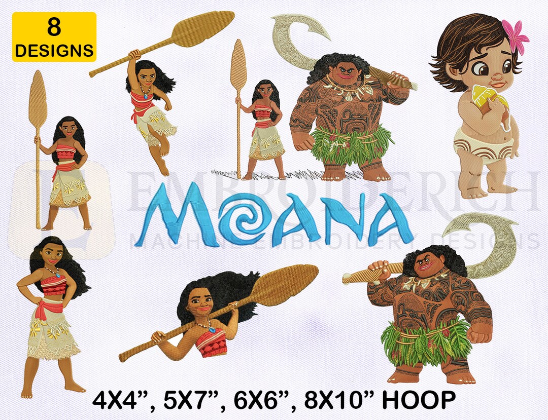 Moana Machine Embroidery Designs Bundle, 4 Sizes EMB Designs ...