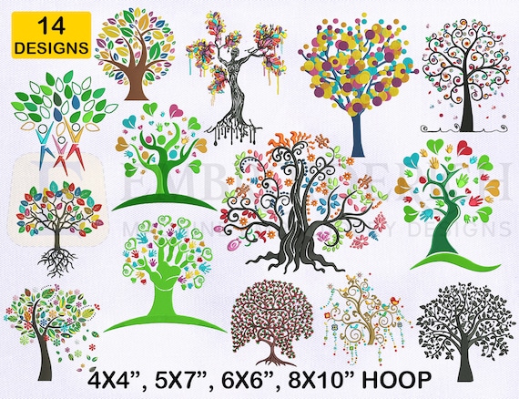 Beautiful Trees Machine Embroidery Design Bundle 4 Sizes EMB - Etsy