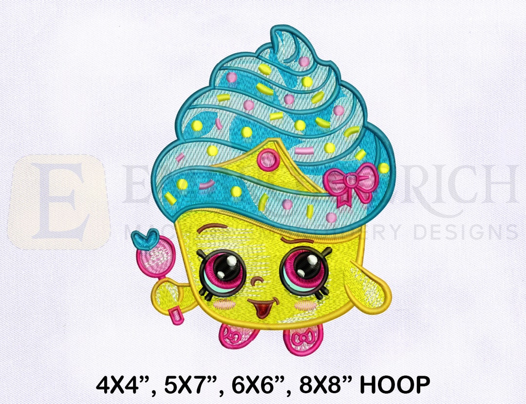 Shopkins Cupcake Queen Machine Embroidery Design, Shopkins Embroidery ...