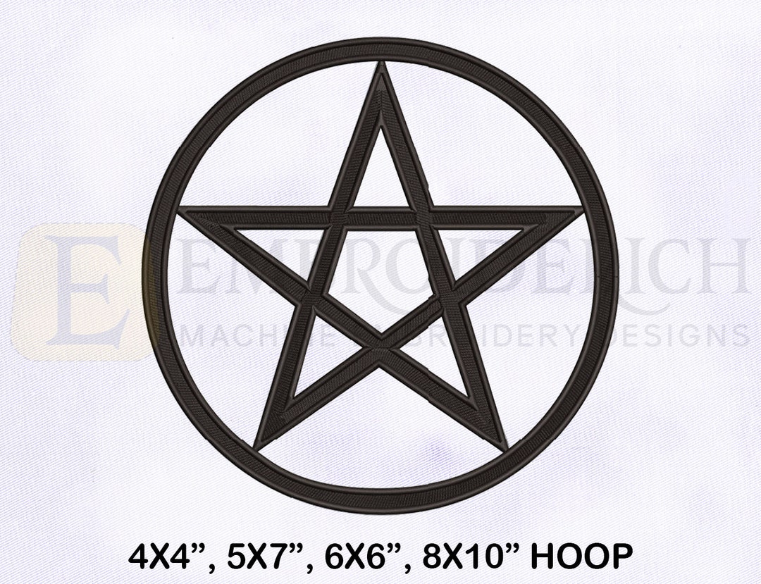 Wicca Pentacle Symbol Machine Embroidery Design | 4 Sizes Embroidery ...