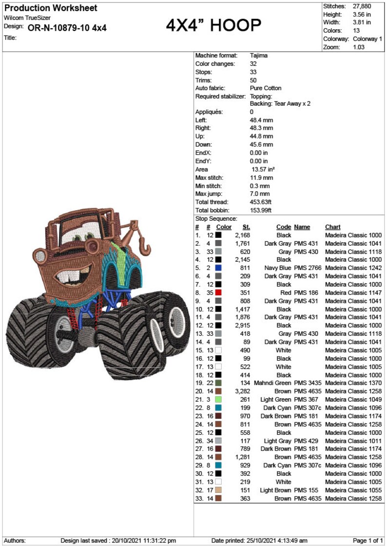 Tow Mater Pixar Car Machine Embroidery Design Tow Mater - Etsy