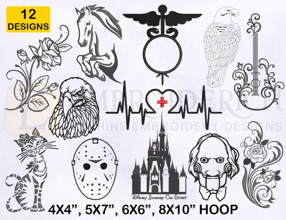 Outline Machine Embroidery Designs Bundle 4 Sizes EMB | Etsy