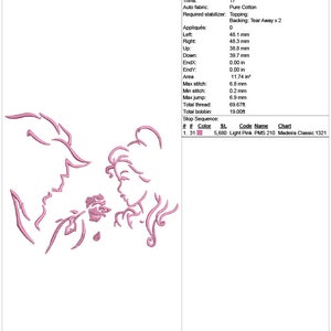 Princess Belle and Beast Outline Embroidery Design, Beast Outline ...