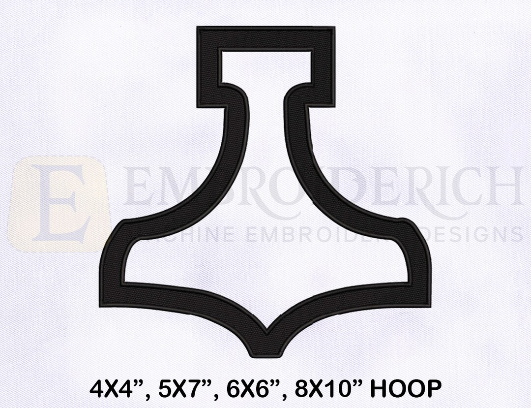 Hammer of Thor Machine Embroidery Design | 4 Sizes Machine Embroidery ...