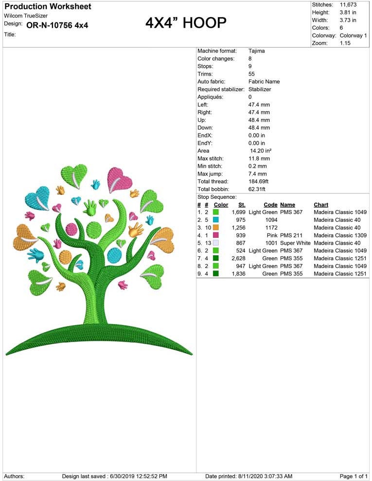 Heart Hands Family Tree Embroidery Design, Tree Embroidery Designs ...