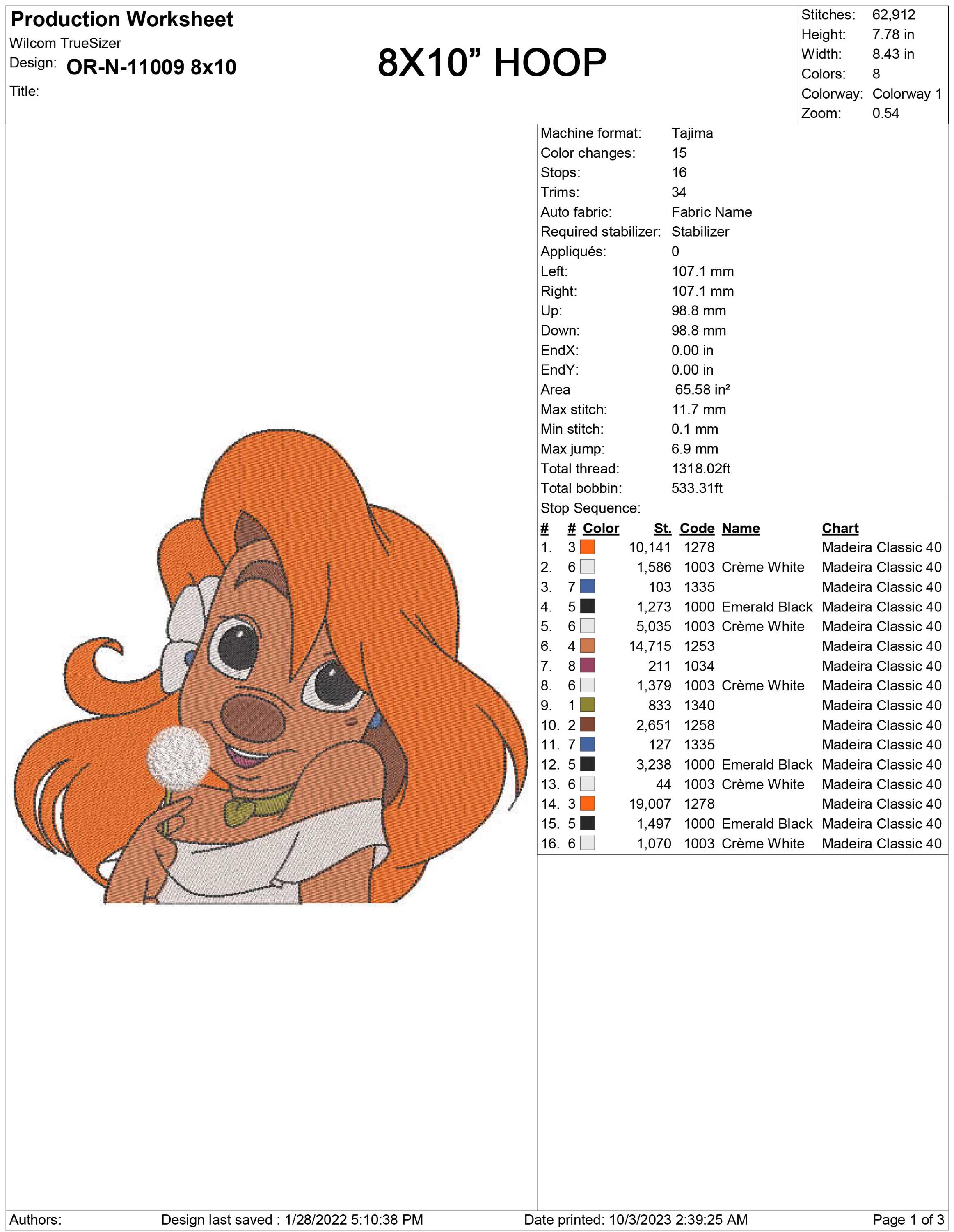 Roxanne Goofy Machine Embroidery Design | 4 Sizes Embroidery Design ...