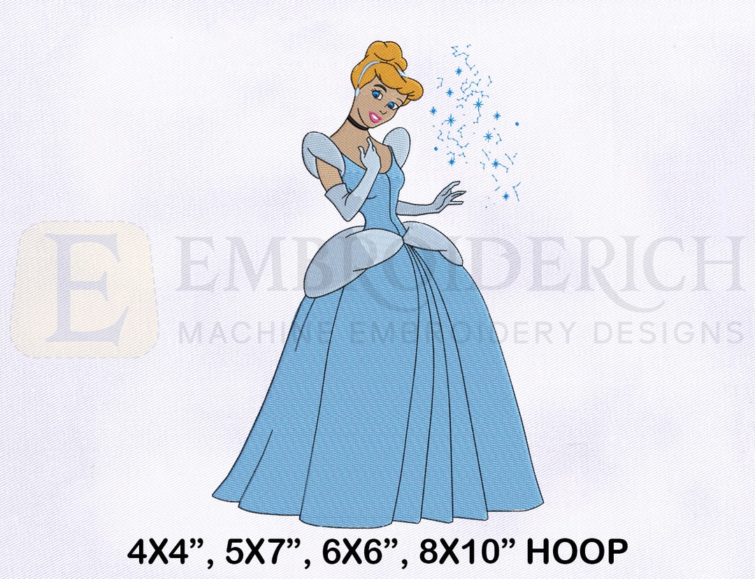 Magical Princess Cinderella Embroidery Design, Princess Embroidery ...