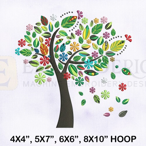 Autumn Fall Tree Embroidery Machine Design - Etsy