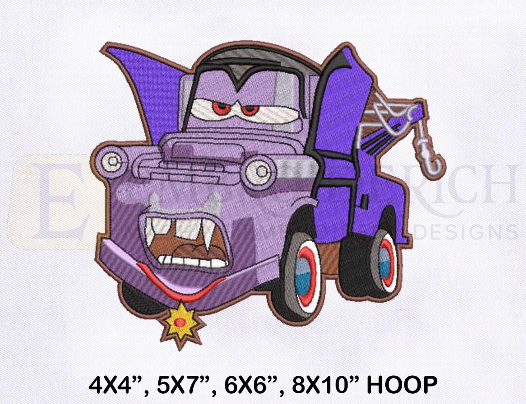 Tow Mater Vampire Truck Machine Embroidery Design | Mater Truck ...