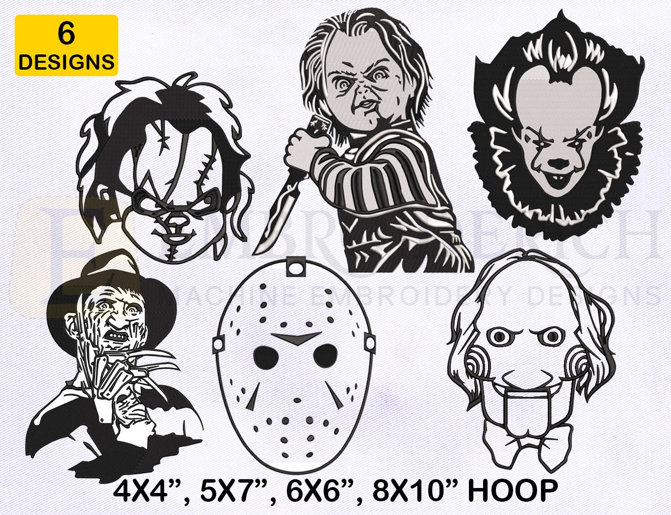 Horror Movies Killer Embroidery Designs Bundle 4 Sizes EMB - Etsy