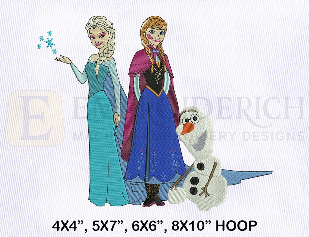 Frozen Princess Elsa Anna With Olaf Embroidery Design, Embroidery Designs, Elsa and Anna ...