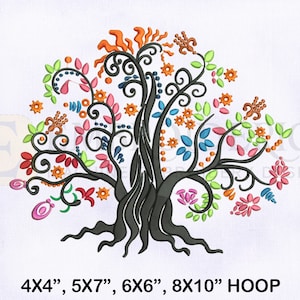 Colorful Life of Tree Machine Embroidery Design, Tree Embroidery ...