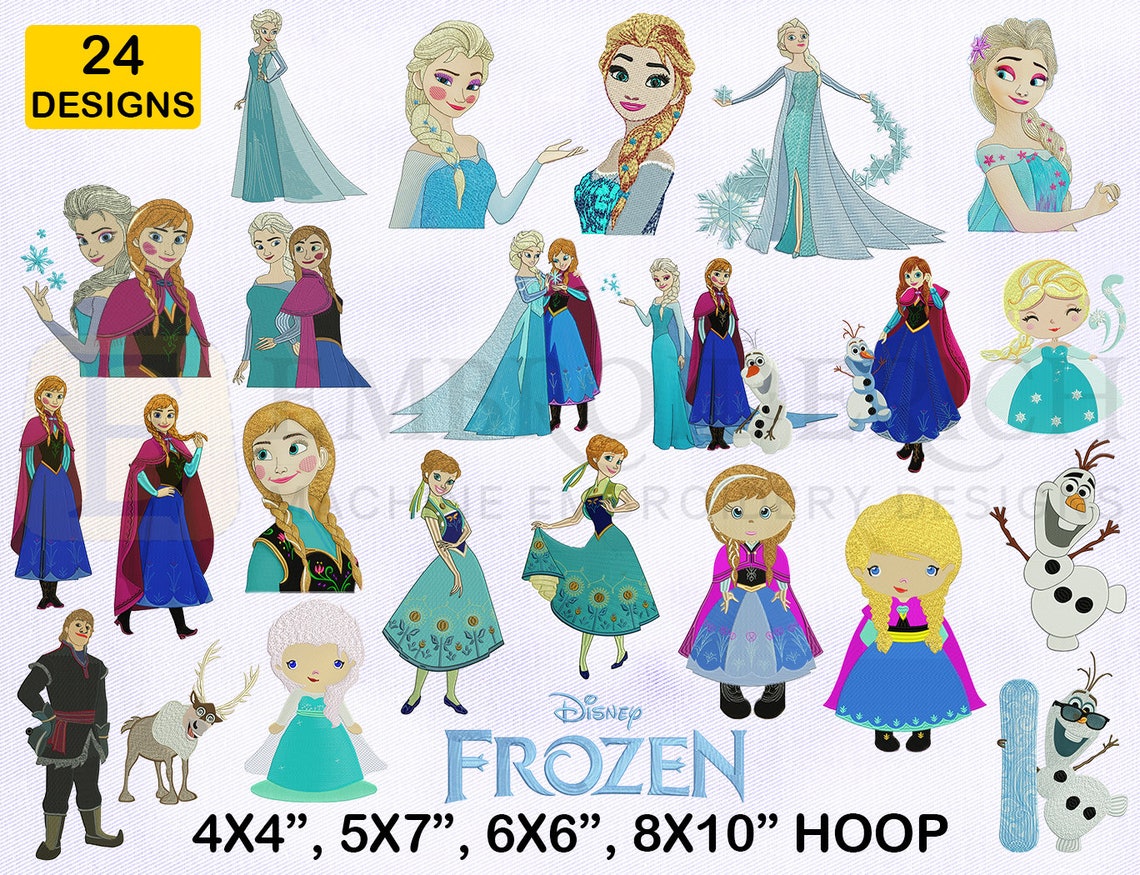 30 Frozen Machine Embroidery Designs Bundle 4 Sizes | Etsy