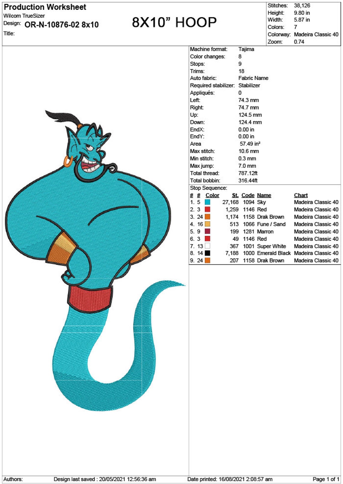 Aladdin Genie Machine Embroidery Design Genie Embroidery - Etsy