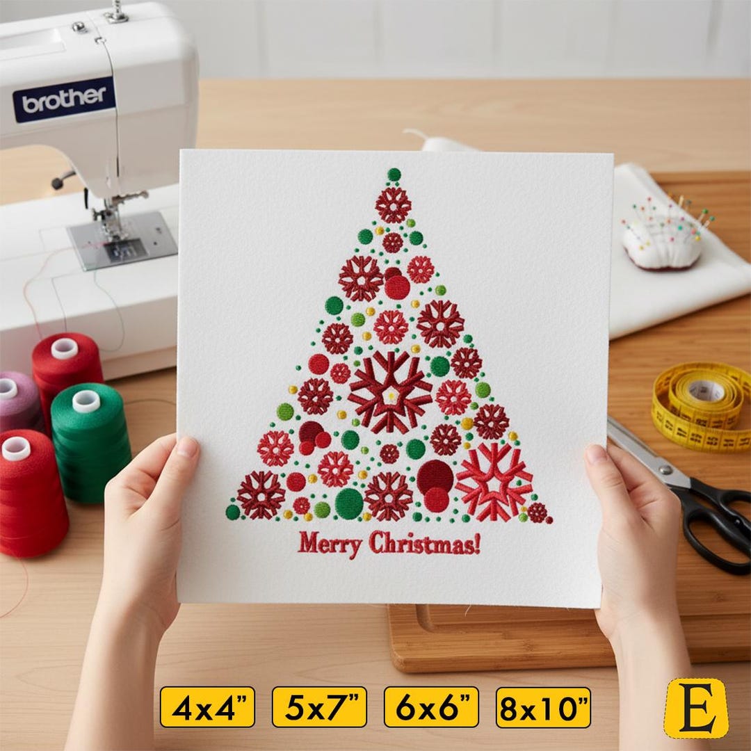 Merry Christmas Tree Machine Embroidery Design, Christmas Embroidery ...