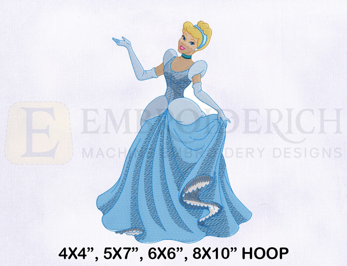 Cinderella Embroidery Designs Bundle, 4 Sizes EMB Designs, Princess ...