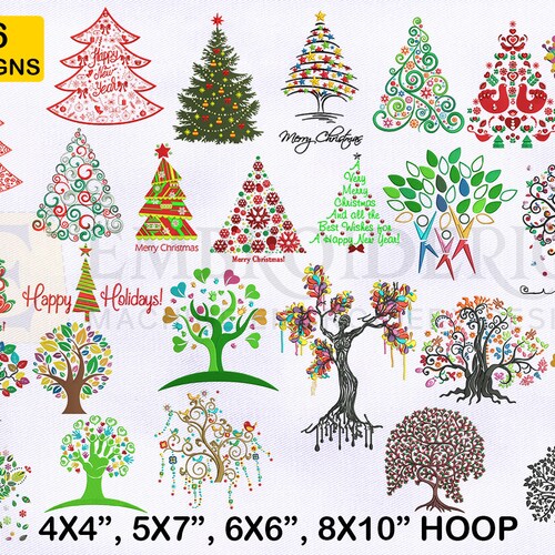 Trees Machine Embroidery Design Bundle 4 Sizes EMB Designs - Etsy