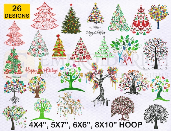 Trees Machine Embroidery Design Bundle 4 Sizes EMB Designs - Etsy