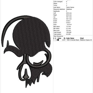 Skull Face Logo Machine Embroidery Design | 4 Sizes EMB Designs | Skull ...