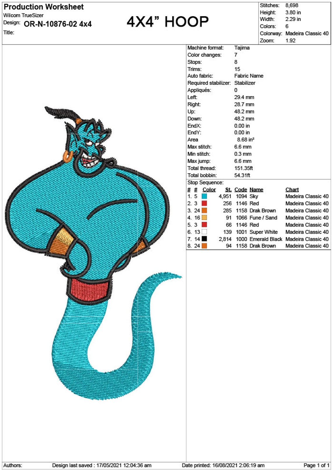 Aladdin Genie Machine Embroidery Design Genie Embroidery - Etsy