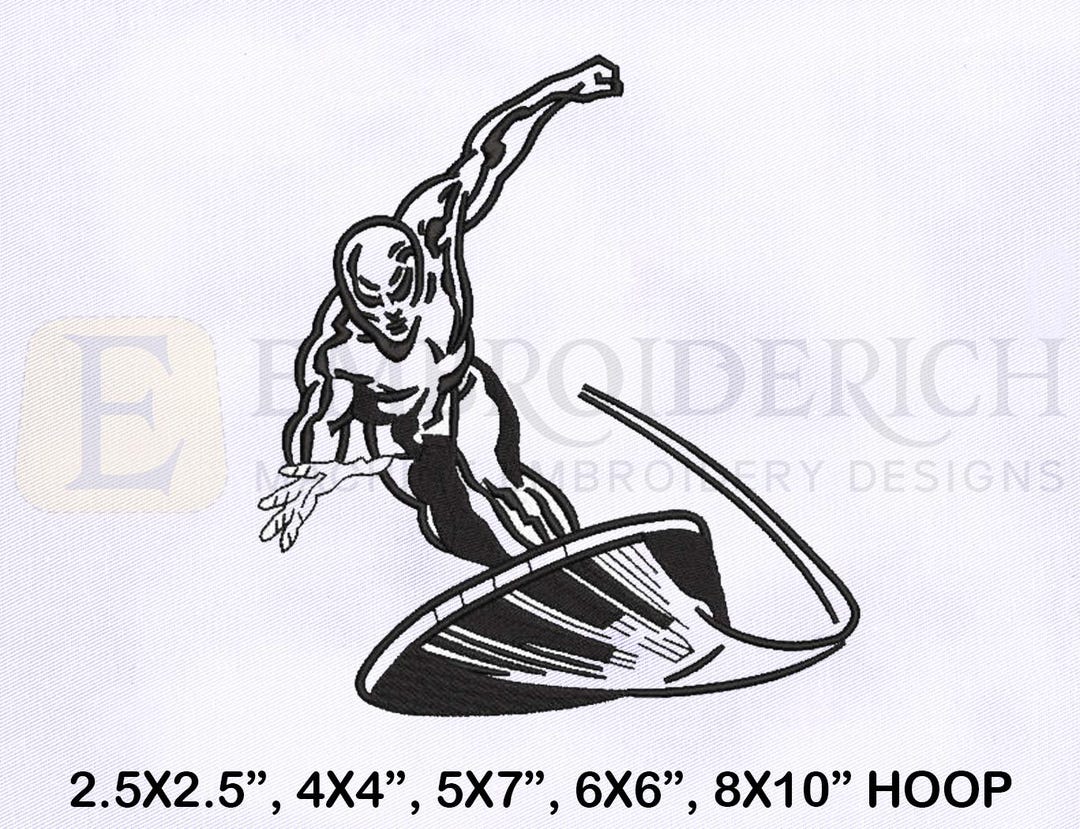 Silver Surfer Machine Embroidery Design | 5 Sizes Embroidery Designs ...