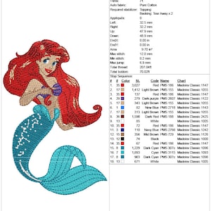 The Little Mermaid Ariel Embroidery Design, Ariel Machine Embroidery ...