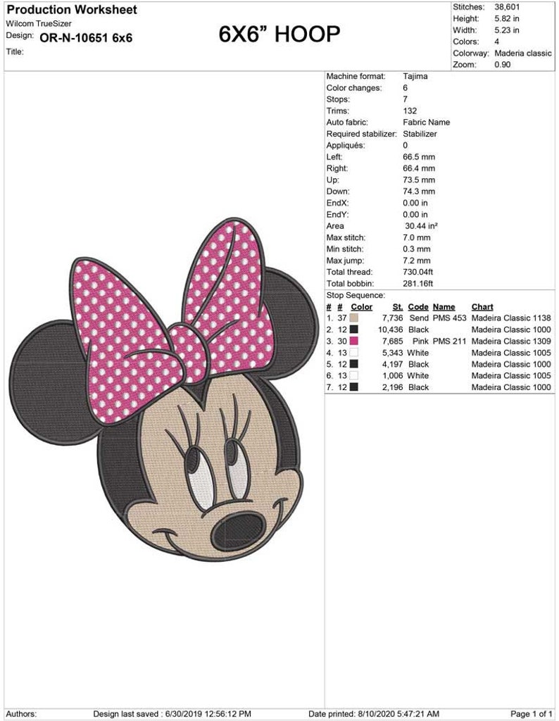 Minnie Mouse Face Machine Embroidery Design Disney Embroidery - Etsy